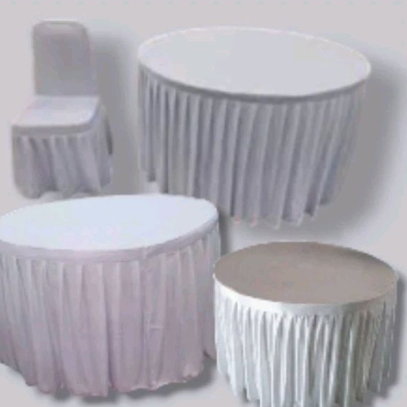 Jual Sarung Meja/Cover Meja Bulat Putih Polos Diameter 100,120,150,180 ...