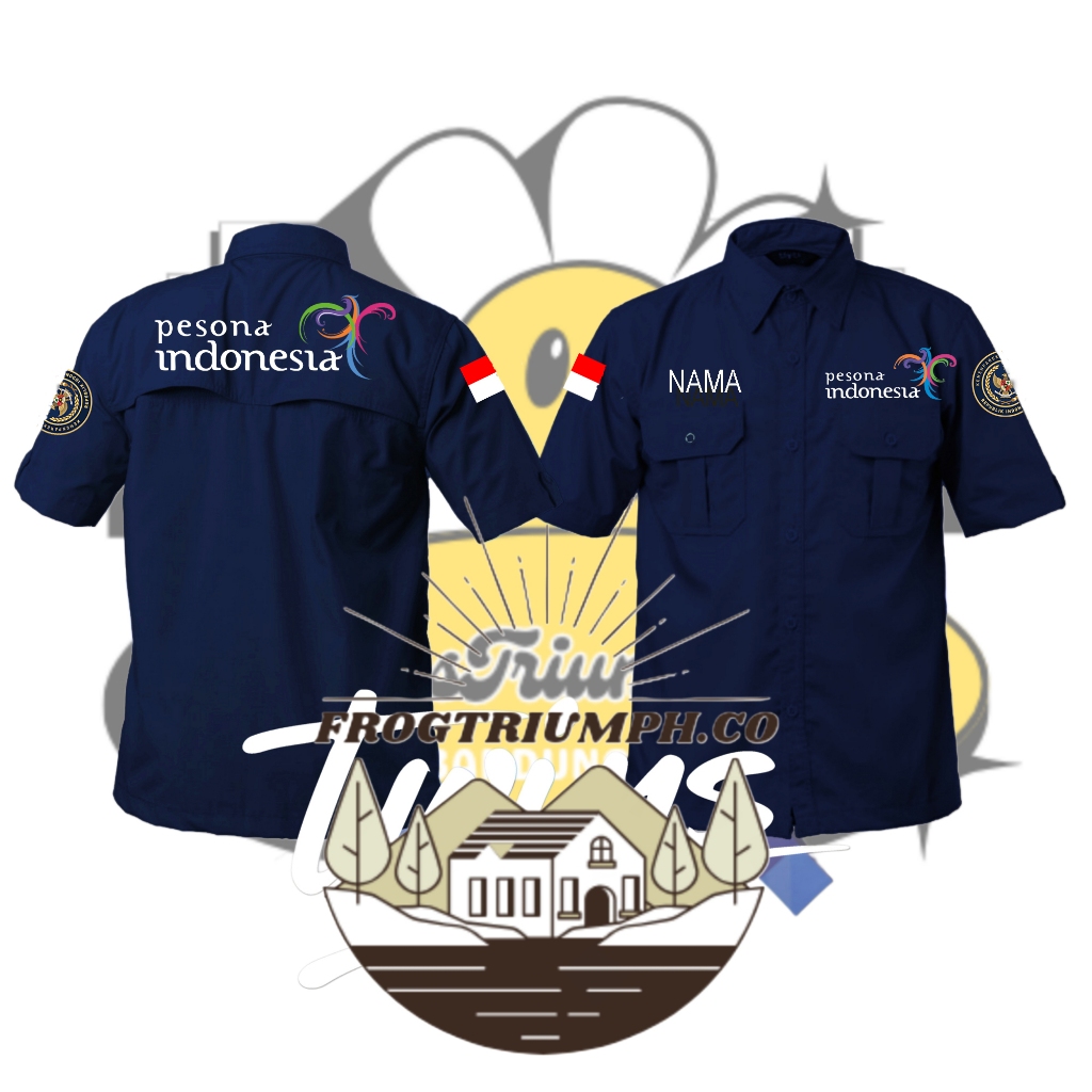 Jual KEMEJA PDL PDH LENGAN PENDEK PESONA INDONESIA FREE DESIGN CUSTOM ...