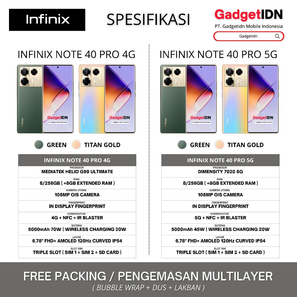 Jual INFINIX Note 40 Pro 5G 8/256GB ( +8GB Extended Ram ) Garansi Resmi Infinix | Shopee Indonesia