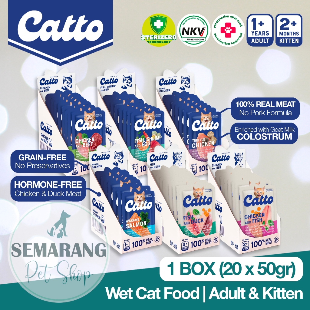 Jual Wet Cat Food CATTO Adult & Kitten 1 BOX/DUS (20pcs x 50gr ...
