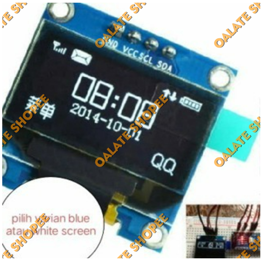 Jual Oled 0.96 Inch I2C Iic 0.96" 128X64 Display White Putih Esp32 Uno ...