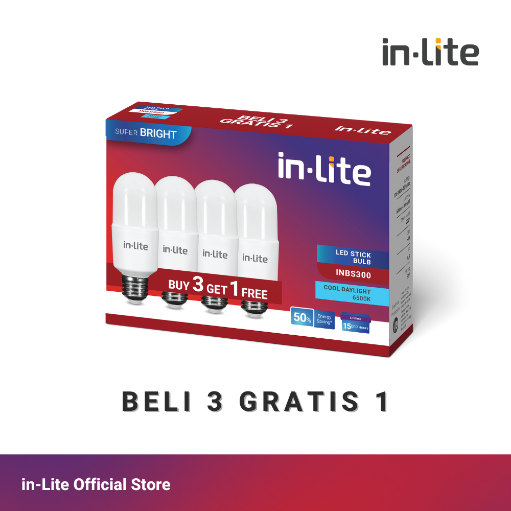 Jual in-Lite LED Lampu Bohlam Stick INBS300 - Paket Beli 3 Gratis 1 ...
