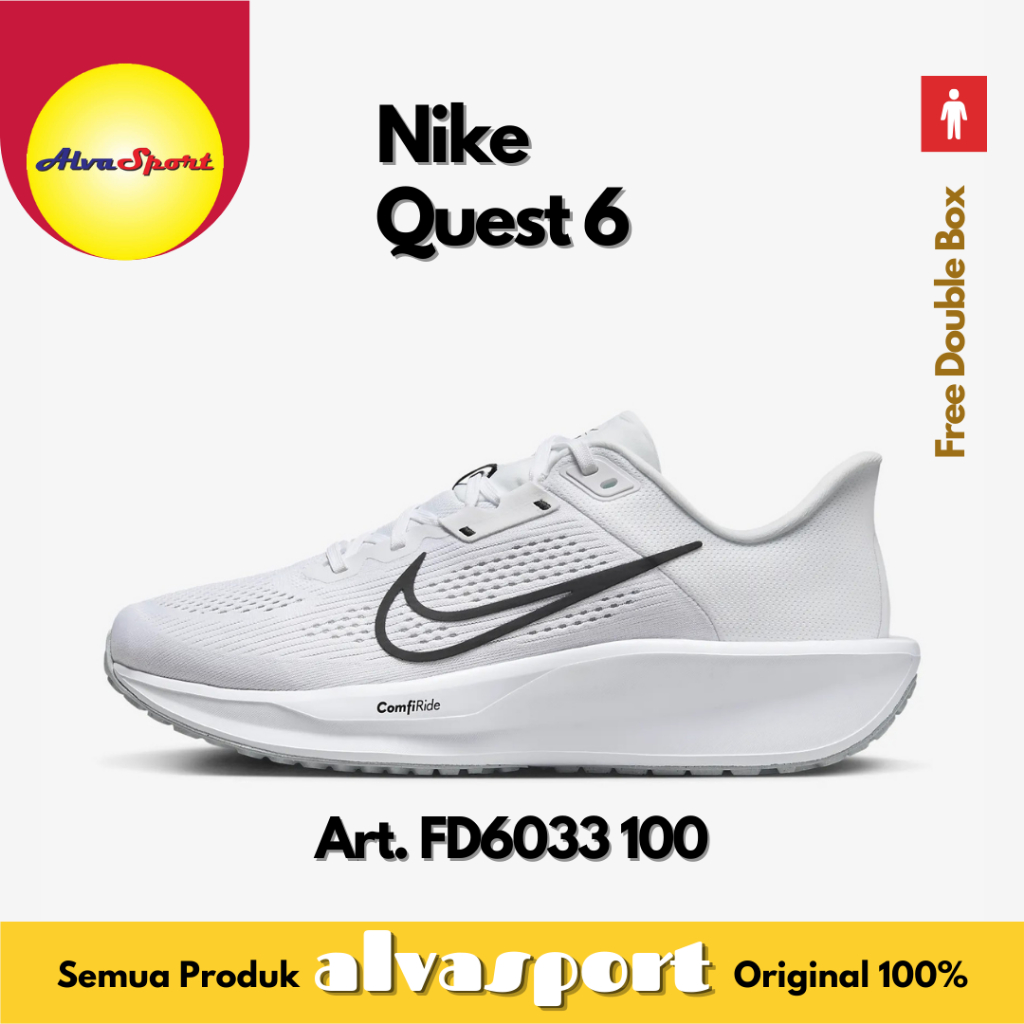 Jual Sepatu Running / Lari Pria Nike Quest 6 White FD6033-100 Original ...