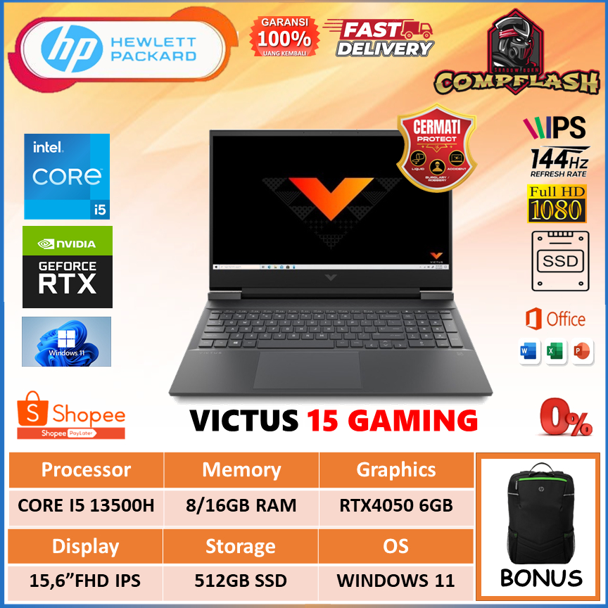 Jual HP VICTUS 16 R0889TX I5 13500HX RTX4050 6GB/ RAM 16GB 512GB SSD ...