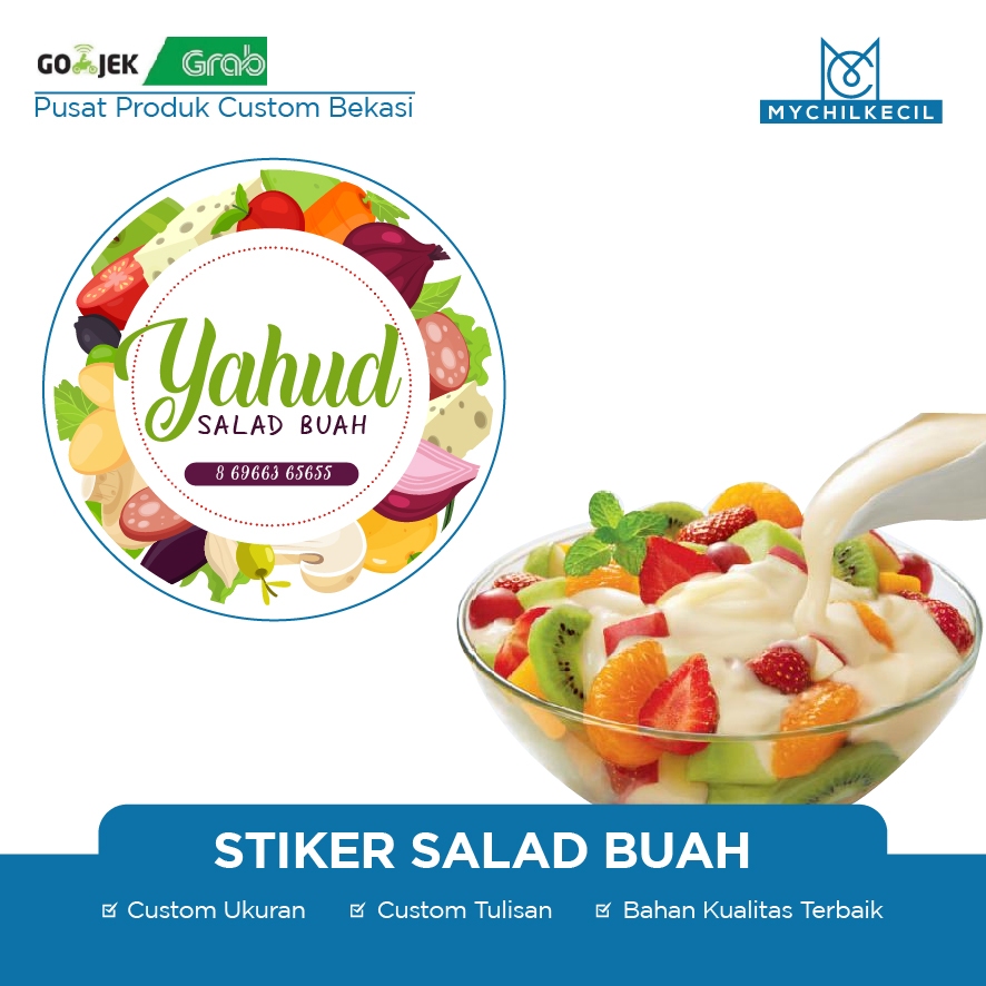 Jual Cetak Stiker Salad Buah - Stiker Label Salad Buah Custom Nama logo ...