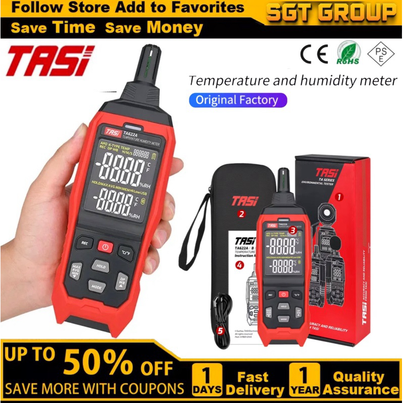 Jual Temperature Humidity Meter Data Logger TASI TA622B Wet Bulb Dew ...