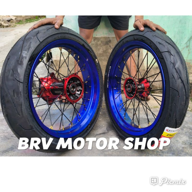 Jual velg Supermoto Yamaha Wr155 Full set ban 300-350-17 Tromol Scarlet ...
