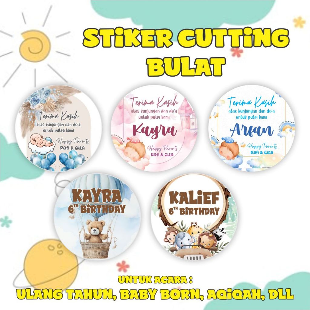 Jual Stiker Bulat Cutting Untuk Ulang Tahun/ Stiker Baby Born/ Stiker ...