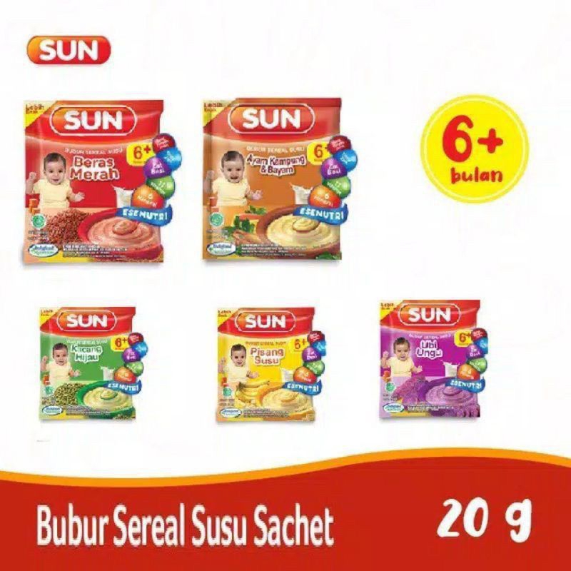 Jual Sun bubur sereal susu kemasan sachet renceng 20 gram pisang beras ...
