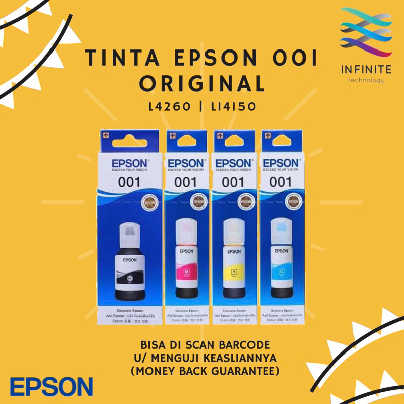 Jual Tinta Espon 001 ORIGINAL Black Cyan Magenta Yellow Hitam Warna ...