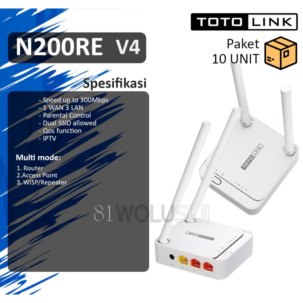 Jual Totolink N200RE V4 Wireless N 300Mbps Indoor Router - PAKET 10 UNIT | Shopee Indonesia