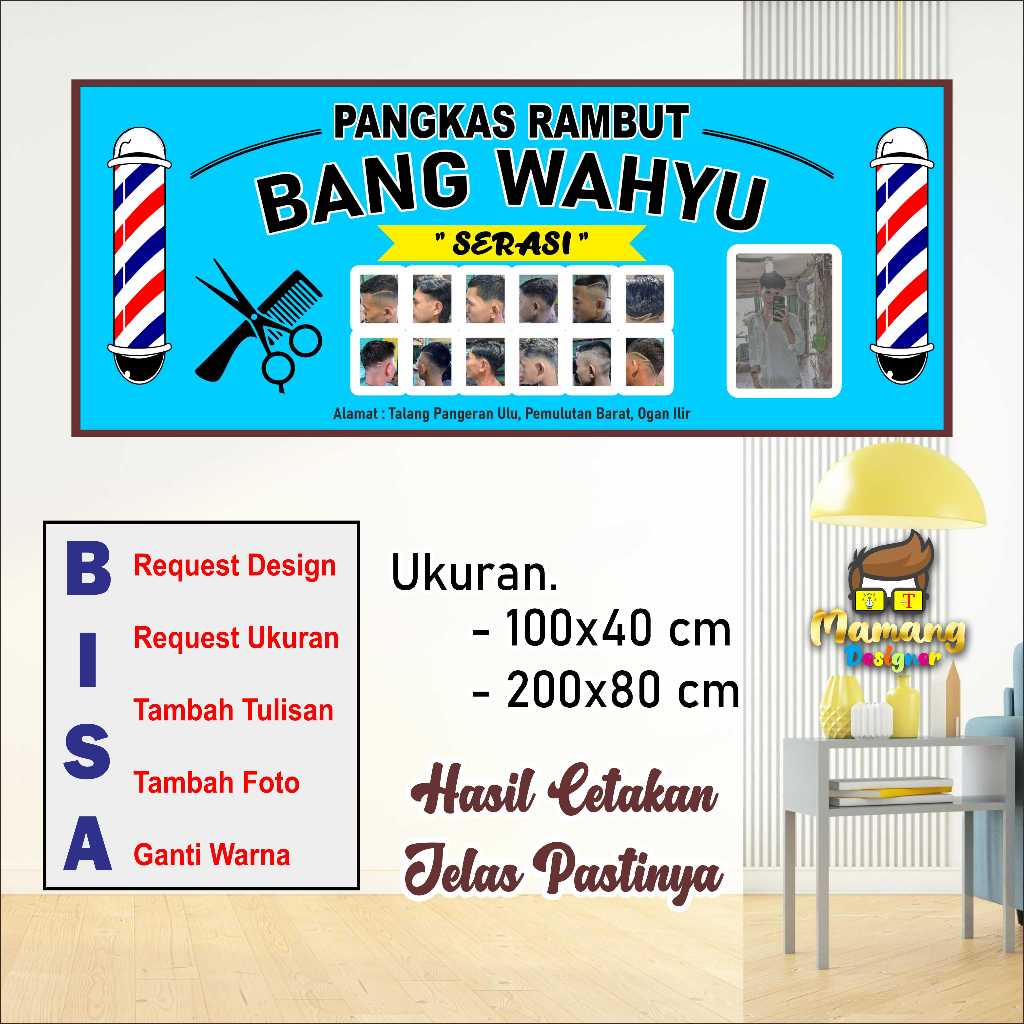 Jual Cetak Banner Spanduk Warna Biru Barbershop Atau Potong Rambut bb ...