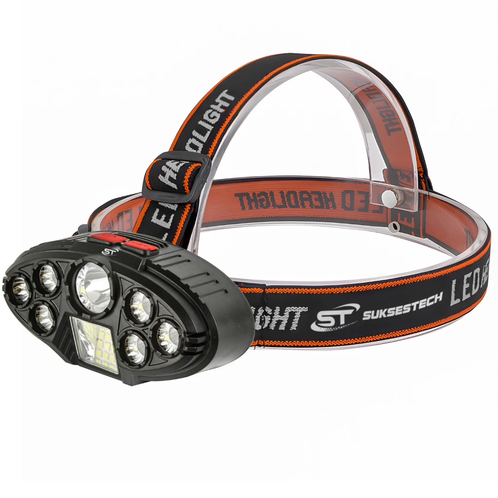 Jual Suksestech Headlamp Senter Cas Kepala 7 Led 8 Cob 4 Mode Super