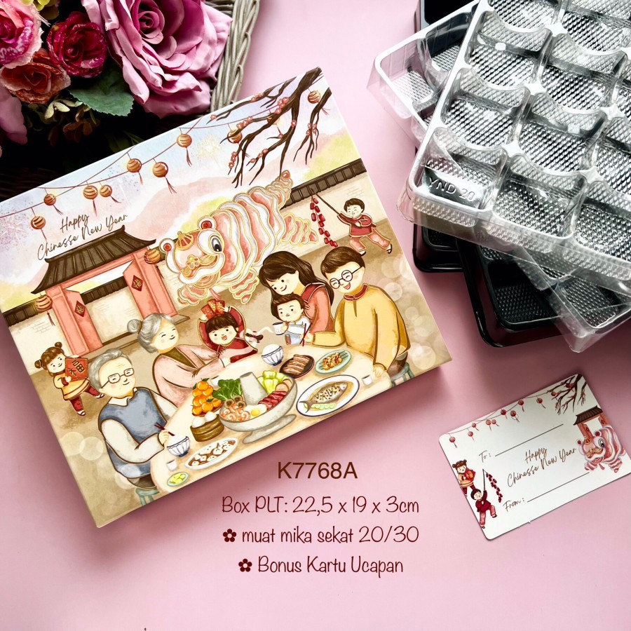 Jual (10pcs) K7768 Kotak Imlek +Mika Sekat Nastar/ Lapis Legit/ Mochi/ Sincia K77 | Shopee Indonesia