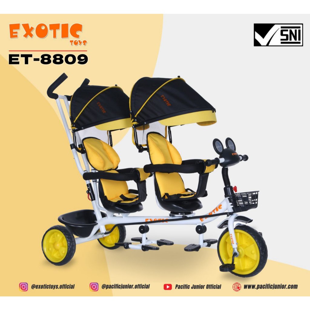 Jual Sepeda Stroller Roda Tiga Anak Kembar Exotic ET 8809 Boncengan 2 ...