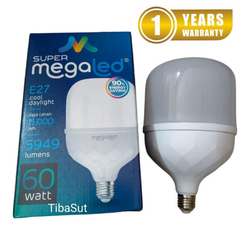 Jual Bohlam LED Lampu 60 watt Garansi Super Mega led Cahaya Putih Bohlam 60Watt Super Terang ...