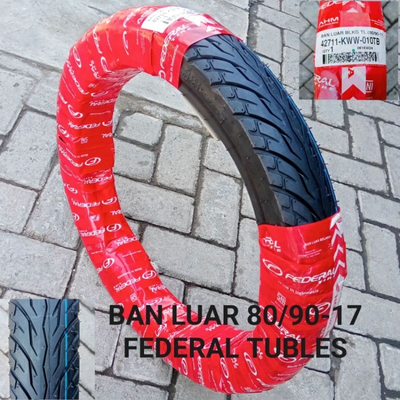 Jual BAN LUAR AHM FEDERAL TUBELESS TUBLES 80/90-17 8090-17 [ 42711-KWW ...