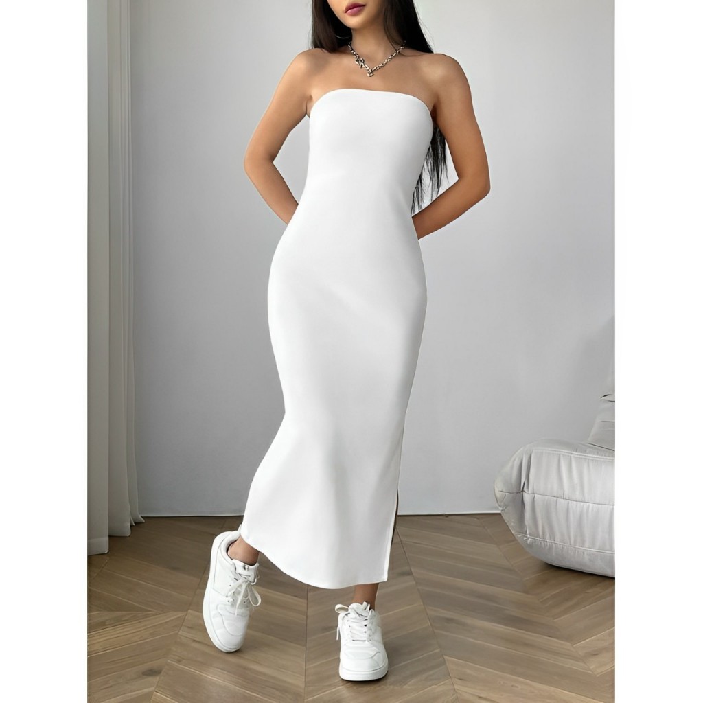Jual KEMBEN LONG DRESS Bodycone Sexy tube dress midi dan elegant korean ...