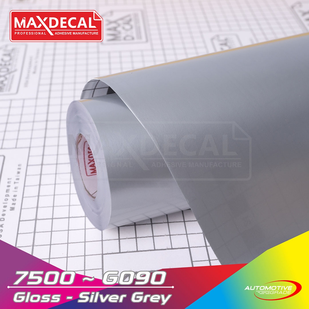 Jual sticker skotlet MAXDECAL 090 silver grey glossy per roll | Shopee ...