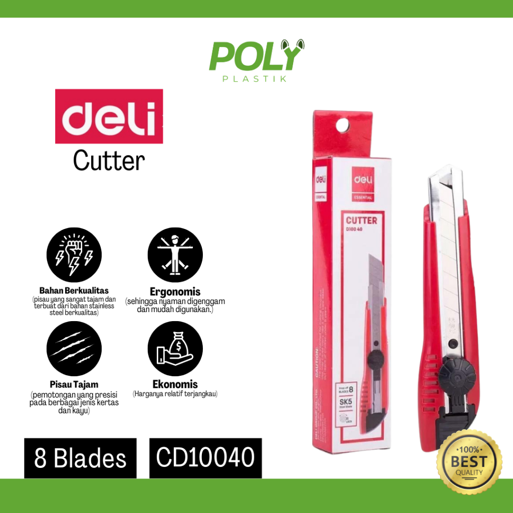 Jual Deli Cutter dengan pisau baja SK5 sistem kunci manual untuk ...