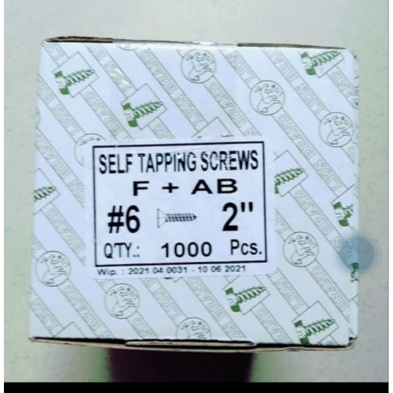 Jual SEKRUP TAPPING FAB 6X2 BOX MOON LION KEPALA RATA/ SELF TAPPING ...