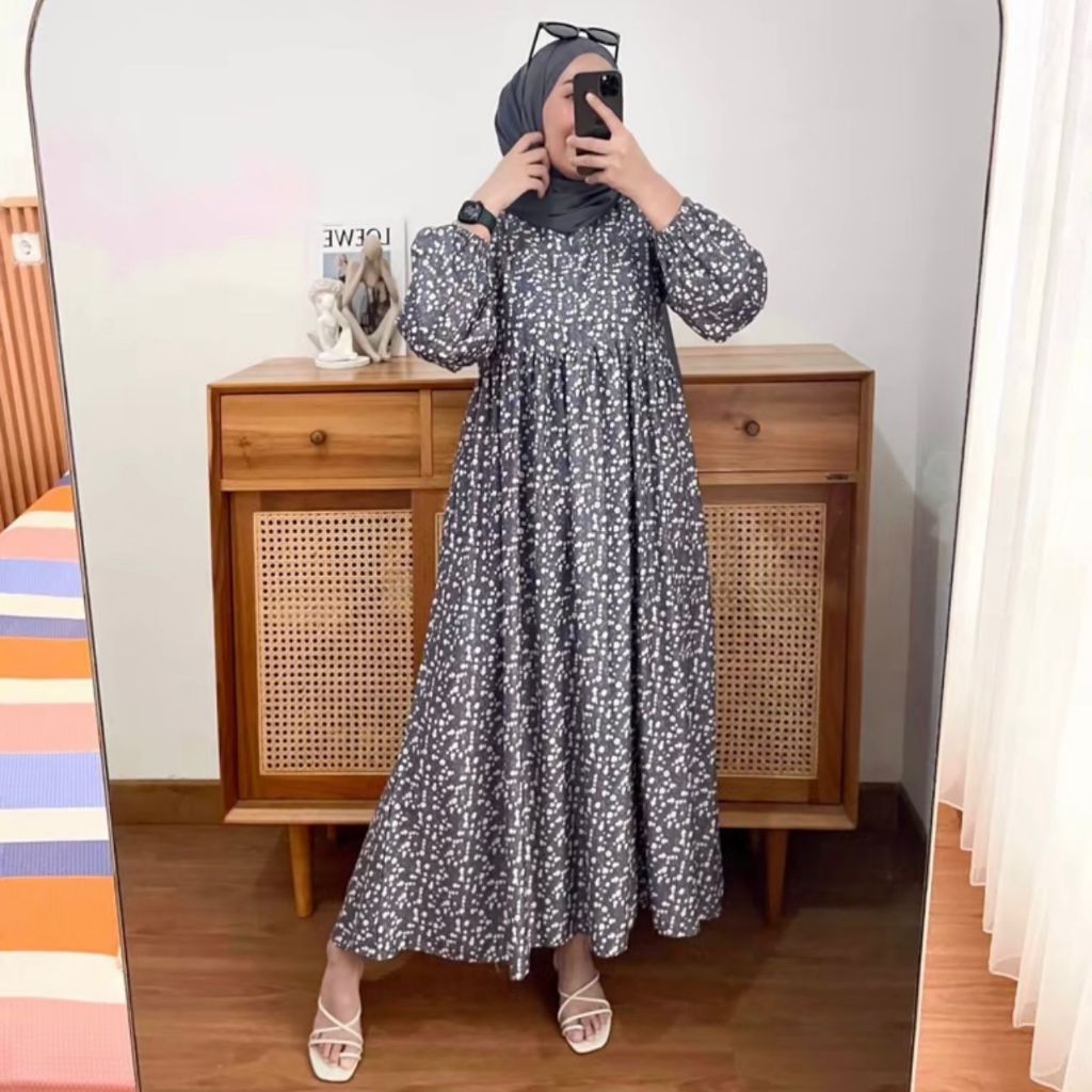 Jual MIDI DRESS RAYON PREMIUM / GAMIS MIDI MOTIF FLORAL JUMBO||MAHALINI MIDI DRESS | Shopee ...