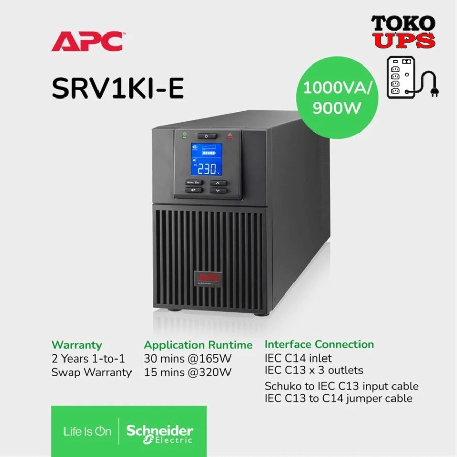 Jual APC SRV1KIE SRV1KI-E Easy UPS Smart Online 1000VA 900W | Shopee Indonesia