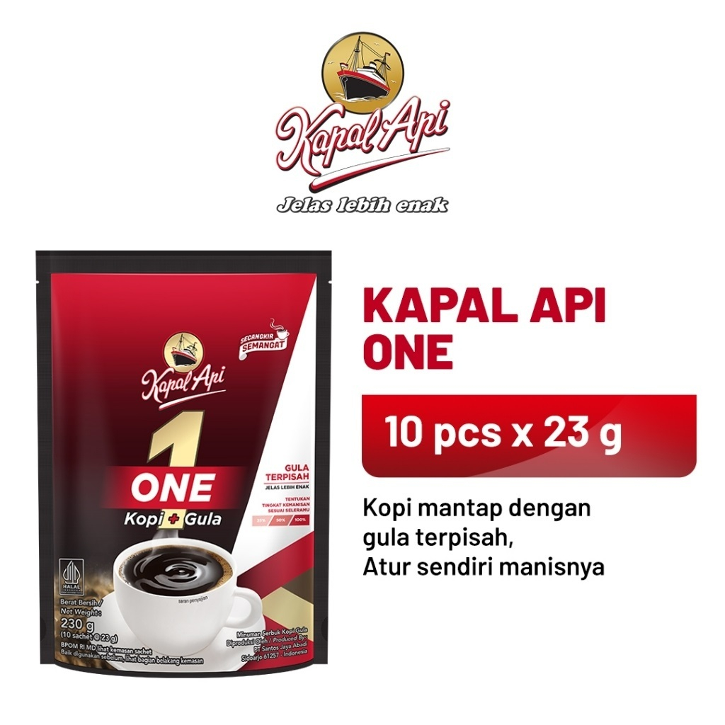Jual Kopi Kapal Api One Gula Terpisah 230g(10 Sachet@23gr) | Shopee Indonesia