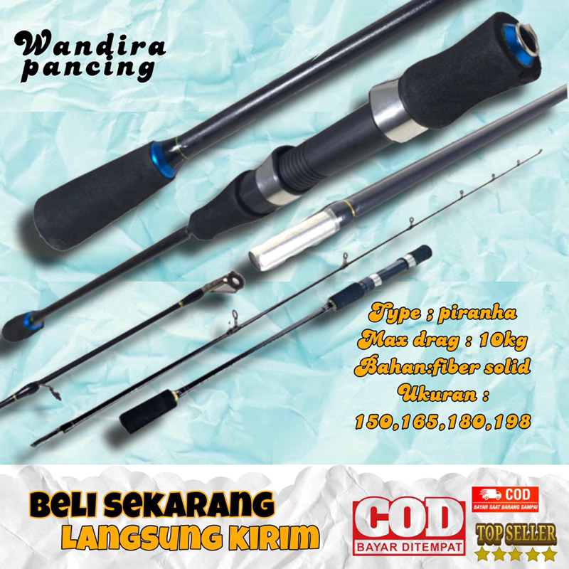 Jual Joran pancing benjiro piranha jigging kaku fiber solid padat 165 ...