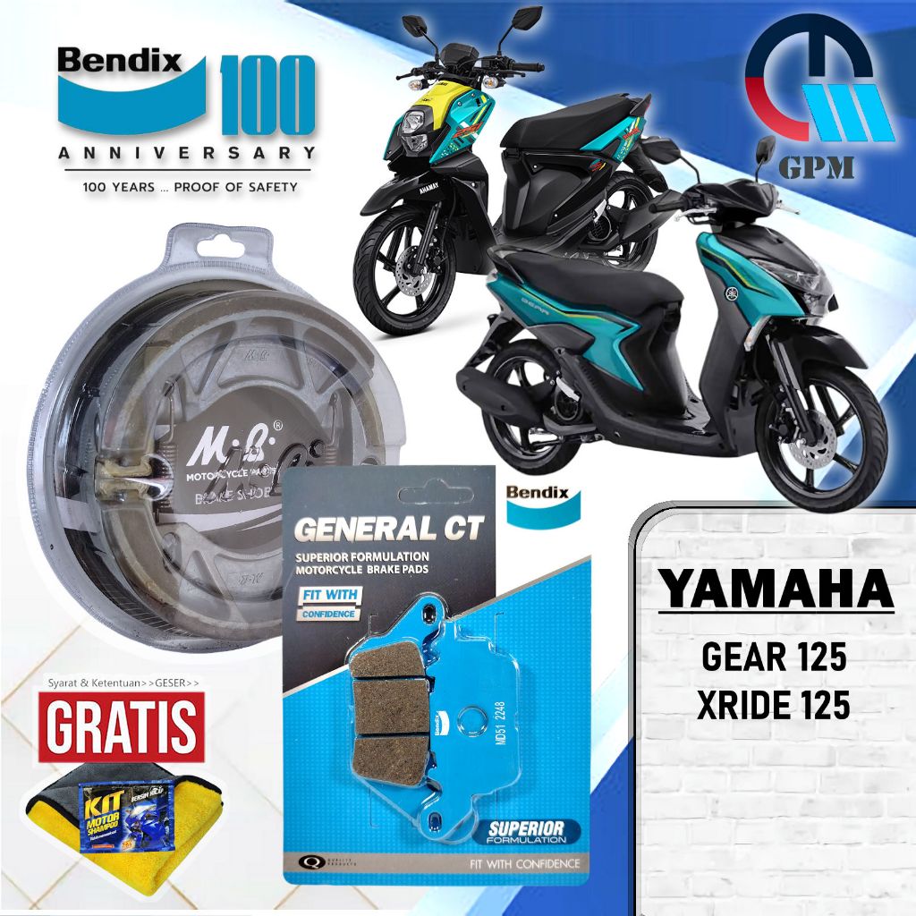 Jual Kampas rem GEAR 125, XRIDE 125 Yamaha Bendix Kampas rem Depan dan ...