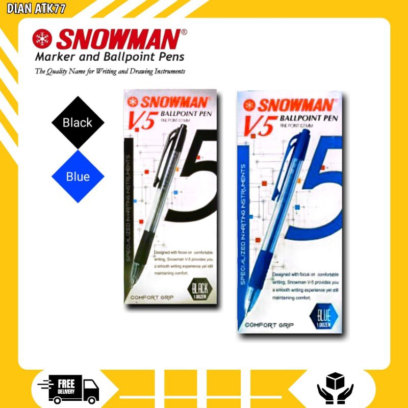 Jual Ballpoint Pen Snowman V5 / Pulpen Snowman 0.7 mm 12PCS / Pulpen Snowman V5 0.7 1 Lusin ...