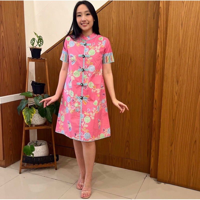 Jual ALYS BATIK - Sassy Dress batik wanita kantor - batik encim | Shopee Indonesia