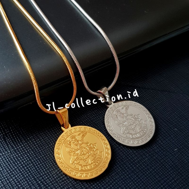 Jual Kalung Liontin Saint Michael Titanium Gold Silver Antikarar ...
