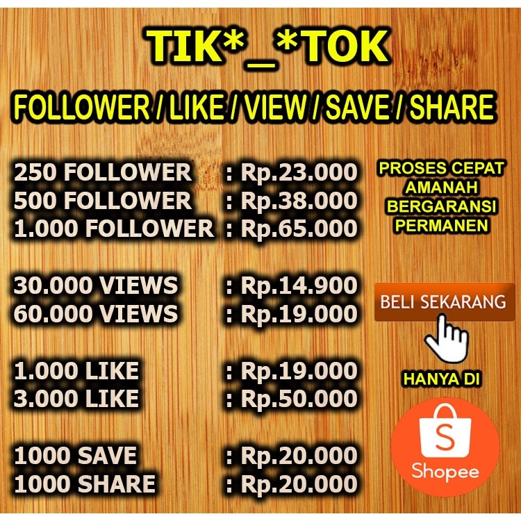 Jual Follower View Like Save Share Tik*_*Tok Trusted | Shopee Indonesia