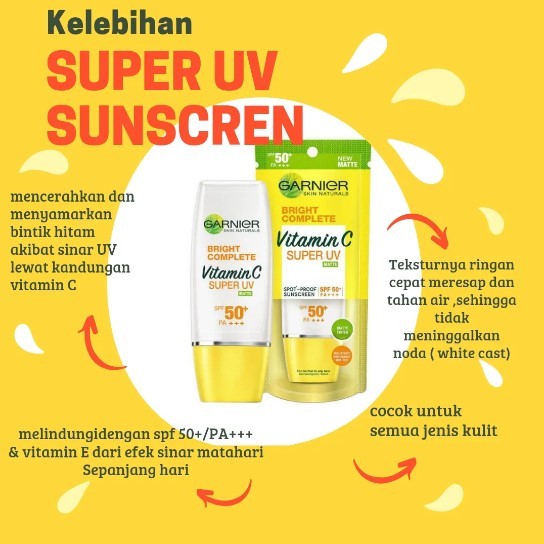 Jual Garnier Sunscreen Skin naturals Bright Complete Vitamin C Super UV ...