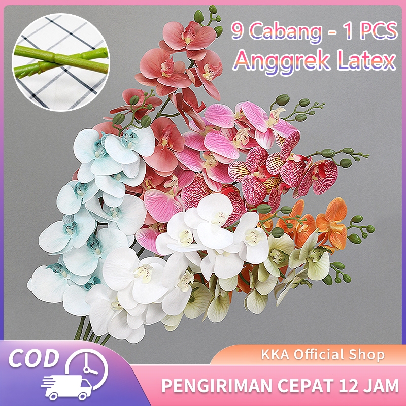 Jual anggrek latex 9 kuntum - 1 PCS bunga anggrek latex palsu bunga ...