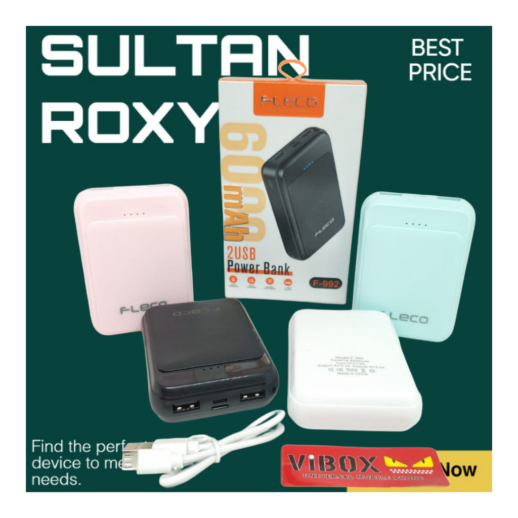 Jual Powerbank Fleco F992 6.000mAh PD 30w Fast Charging Power Bank Led ...