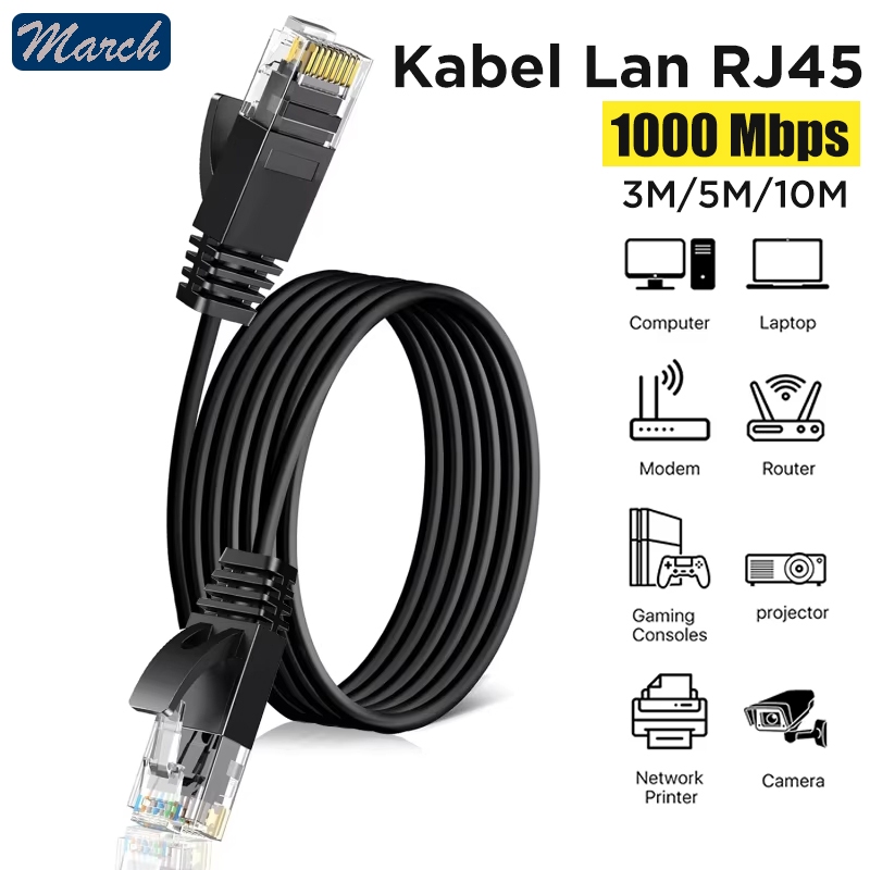 Jual Kabel LAN Cat6 10M/5M/3M UTP RJ45 Gigabit Ethernet Patch Cord ...