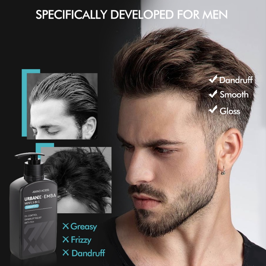 Jual URBANX Men's 3-in-1 Shampoo 300ml Hair Wash Amino Acids Oil-control Dandruff relief Anti ...