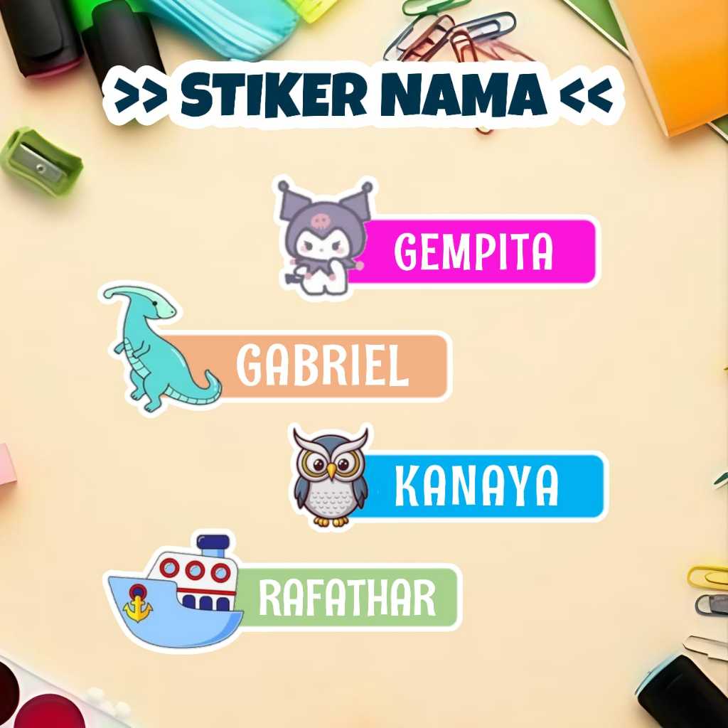 Jual Sticker Nama | Stiker Nama Anak | Sticker Waterproof | Sticker ...