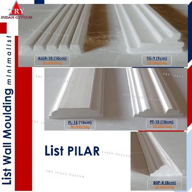 Jual List Wall Moulding Gypsum untuk PILAR TIANG RISPLANK - Original ...