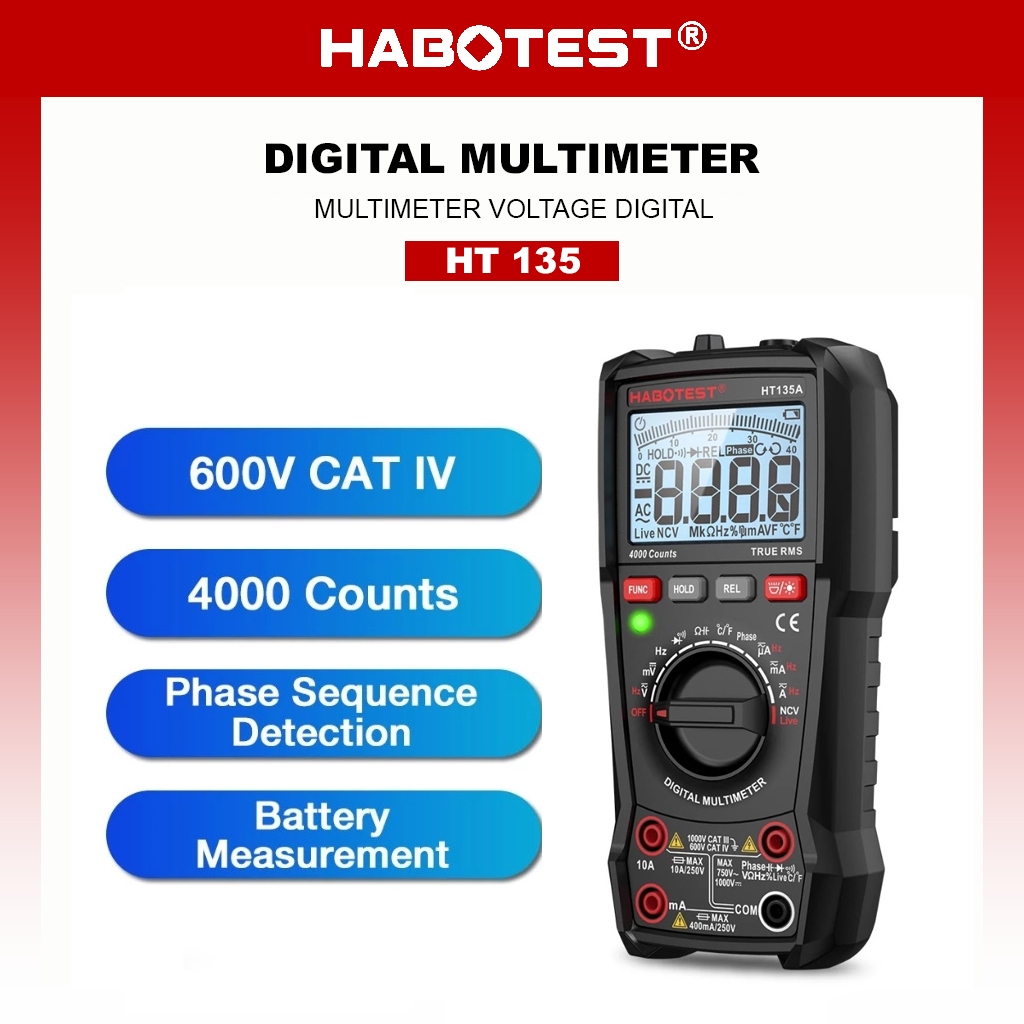 Jual HABOTEST Multimeter Digital 4000 hitungan AV/DC Voltage NCV ...
