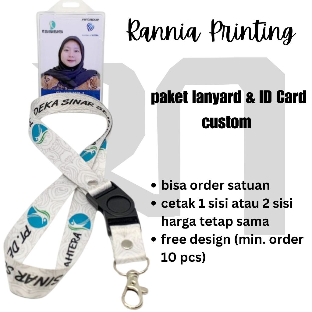 Jual paket custom lanyard + ID Card (ukuran 1,5cm , 2cm , 2,5cm ...