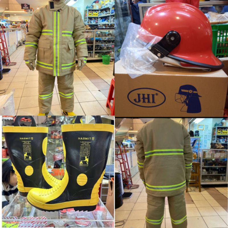 Jual Baju Pemadam Kebakaran BILLFIRE Full Set Anti Api Bahan Tebal ...