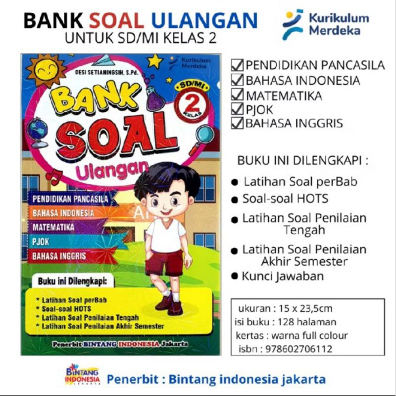 Jual BUKU BANK SOAL ULANGAN KELAS 2 SD KURIKULUM MERDEKA SEMESTER 1&2 ...