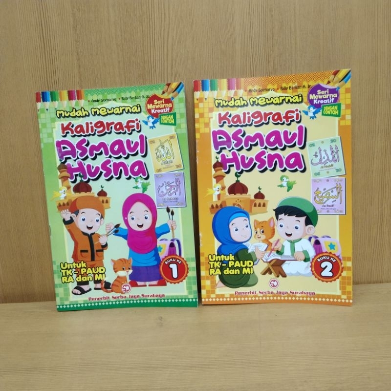 Jual Buku Mudah Mewarnai Kaligrafi Asmaul Husna Jilid 1 Dan 2 Untuk TK Paud RA Dan MI | Shopee ...