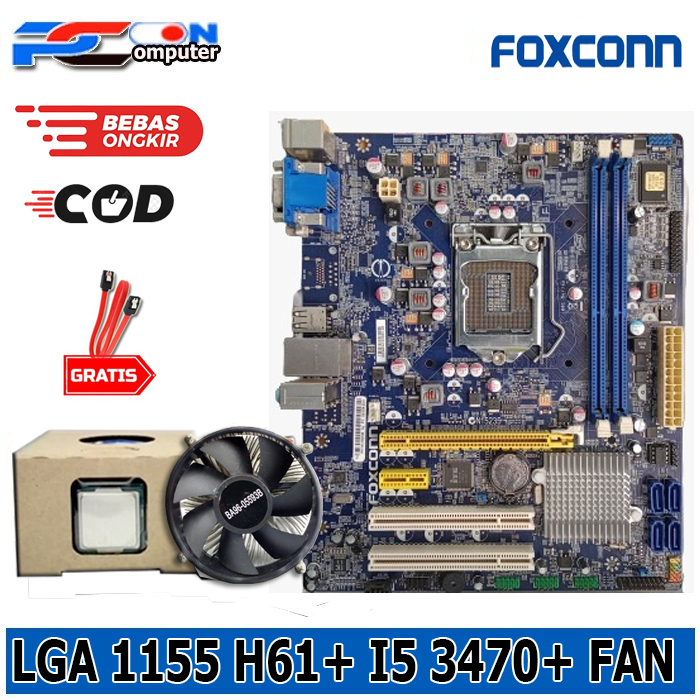 Jual Paket Mobo Motherboard LGA 1155 H61 + Processor I5 3470 + Fan ...