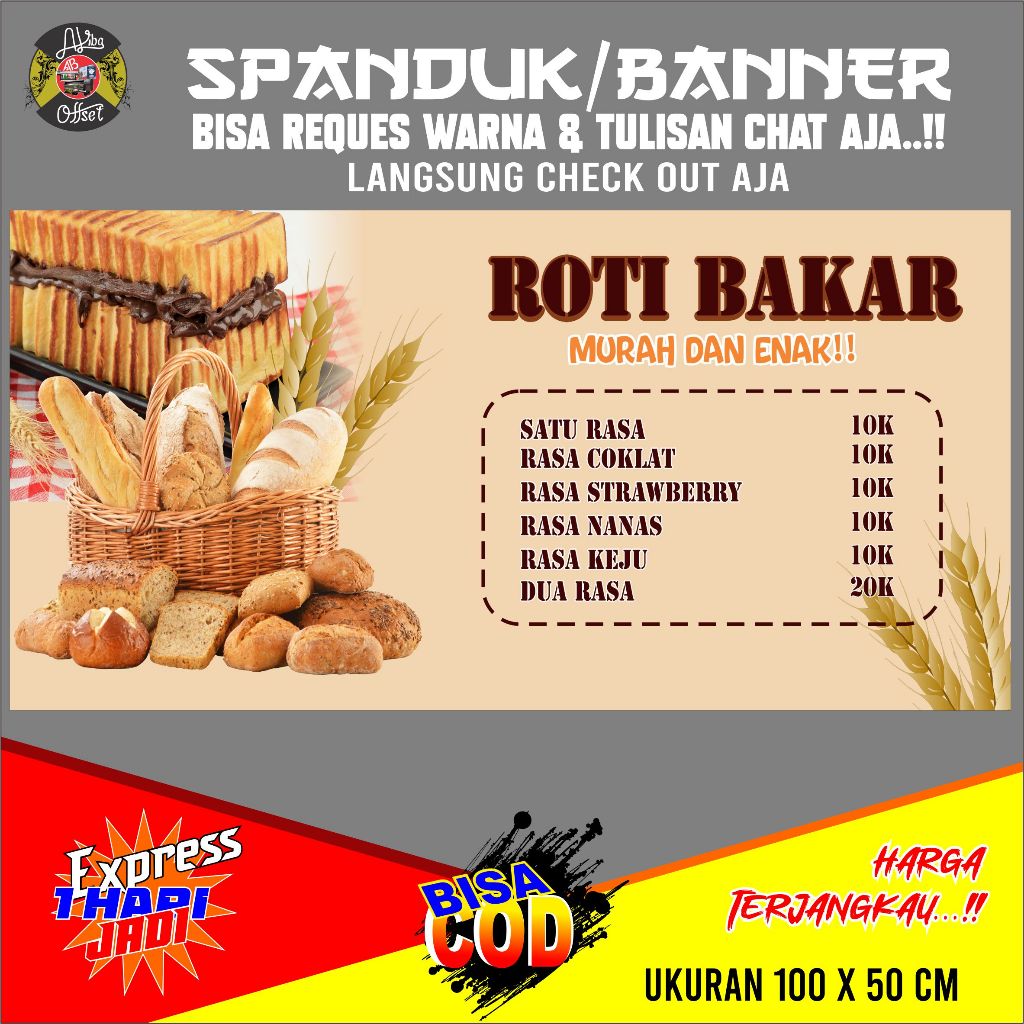 Jual SPANDUK ROTI BAKAR 3 UKURAN 100X50CM | Shopee Indonesia