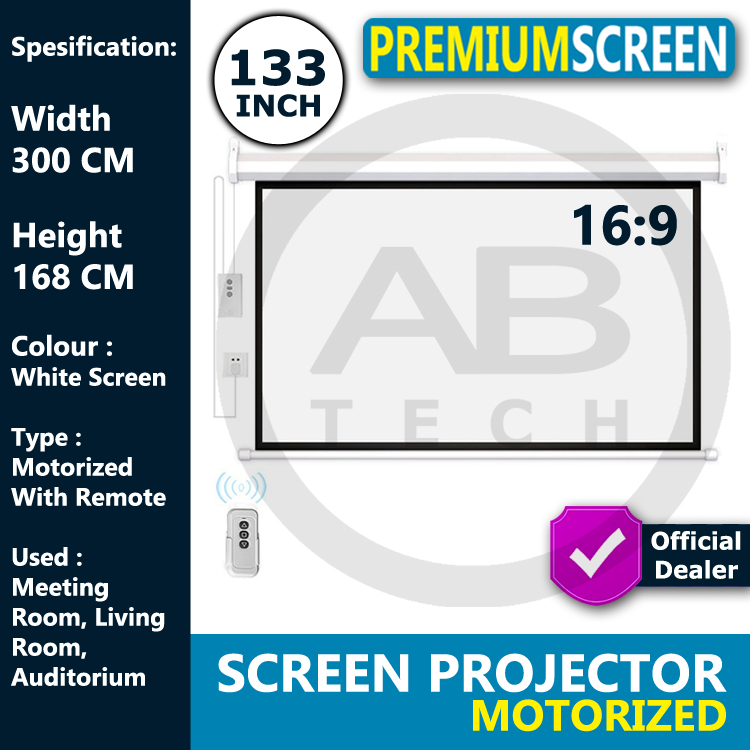 Jual Premium Screen Projector 133 inch Rasio 16:9 Motorized - Layar ...