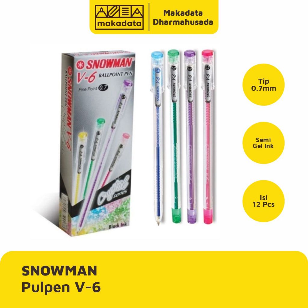Jual BALLPOINT | BOLPEN | PULPEN SNOWMAN V6 0.7MM (12 PCS) | Shopee ...